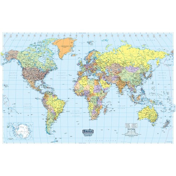 House Of Doolittle Laminated World Map, 50in x 33in 710 | Zoro