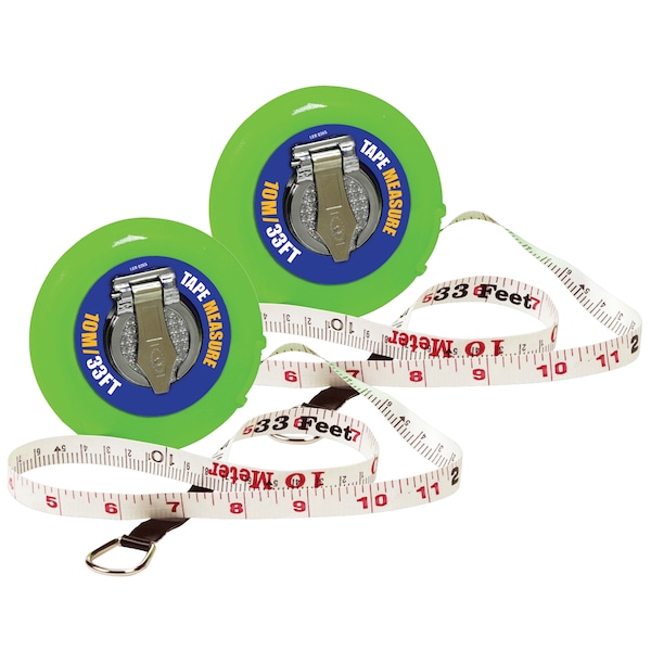 Learning Resources Wind-Up Tape Measure, 33 ft/10m, PK2 0365 | Zoro