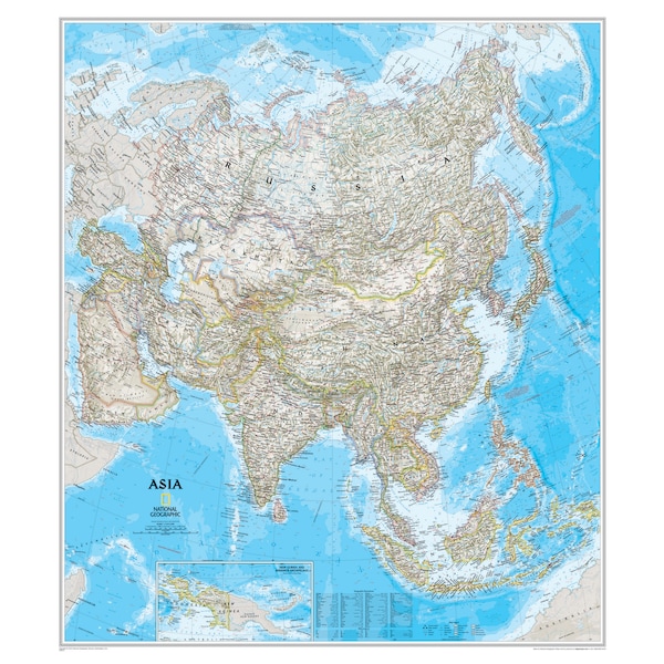 National Geographic Asia Wall Map, 34" Width, 38" Length RE00620145 | Zoro