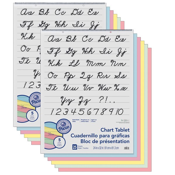 Pacon Colored Paper Chart Tablet, Ruled, 24 x 32, 25 Shts/Tablet, PK2 ...