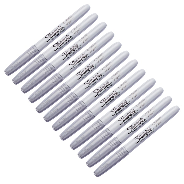 Sharpie Fine Point Permanent Marker, Metallic Silver, PK12 39100 | Zoro