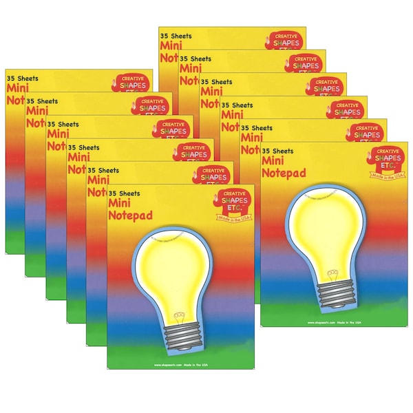 Creative Shapes Etc Mini Notepad, Light Bulb, 35 Sheets Per Pad, 12PK ...