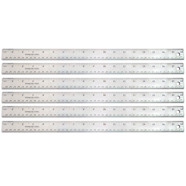 The Pencil Grip Stainless Steel Ruler, 18 inch, PK6 158 | Zoro
