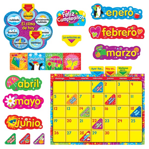 Trend Enterprises Calendario Wipe-Off® con Estrellas y Remolinos (SP ...