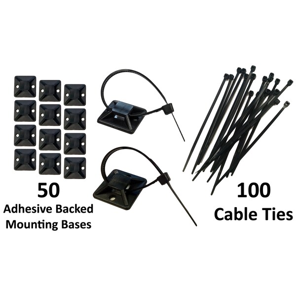 Electriduct Mounting Base Kit- 3/4" bases(50) + 6" ties(100)- Black CT ...