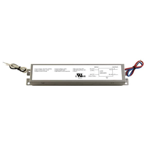 Diode Led DC Constant Voltage Driver, Class 2, 120-277V AC, 60W, 12V DI ...