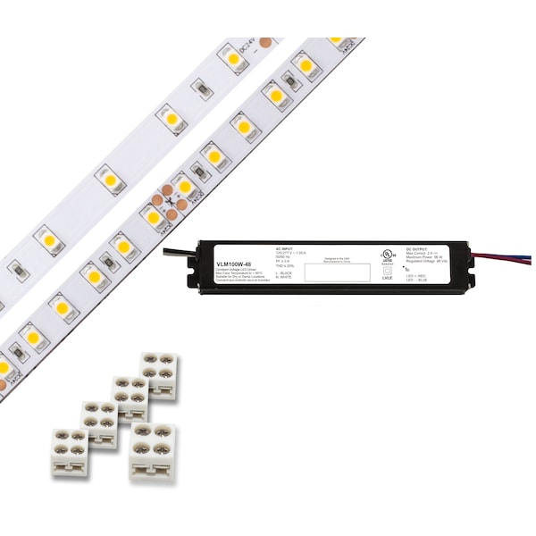 Diode Led 100 LED Tape Light 24V 5000K 16.4 ft. & 24VDC Driver DI-KIT ...