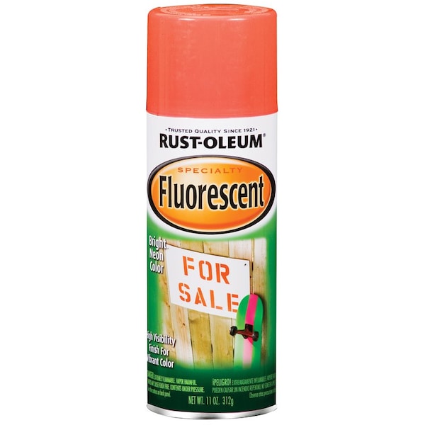 Rust-Oleum Fluorescent Red-Orange, Flat, Oil, 11 oz 1955830 | Zoro