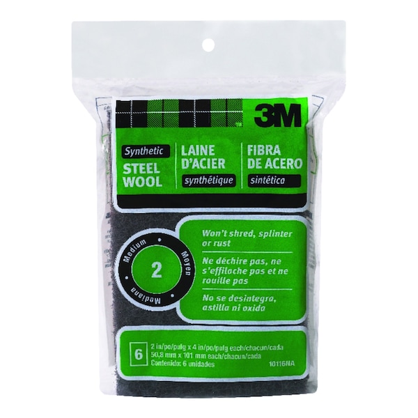 3M 2 Grade Medium Steel Wool Pad 6 pk, 6PK 10116NA | Zoro