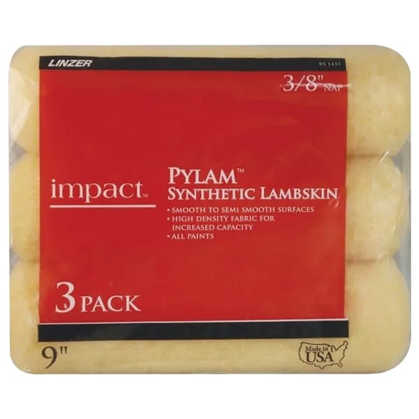 Linzer Better Synthetic Lambskin 9 in. W X 3/8 in. Paint Roller Cover 3 ...