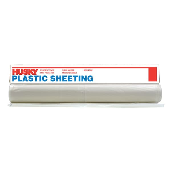 Husky Plastic Sheeting 0.7 mil T X 12 ft. W X 400 ft. L Polyethylene ...