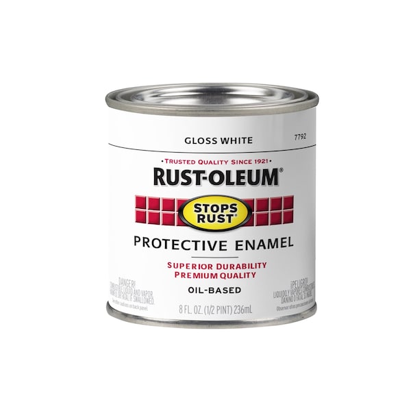Rust-Oleum Interior/Exterior Paint, Gloss, Oil Base, White, 8 oz 7792 ...