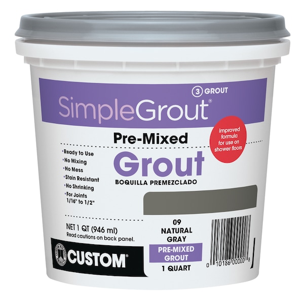 SIMPLE GROUT Pre-Mix Grout Nat Gry Qt (PMG09QT) | Zoro