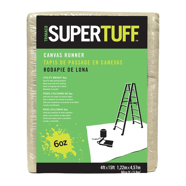 Trimaco SuperTuff 4 ft. W X 15 ft. L X 30 mil 6 oz Canvas Drop Cloth 1 ...