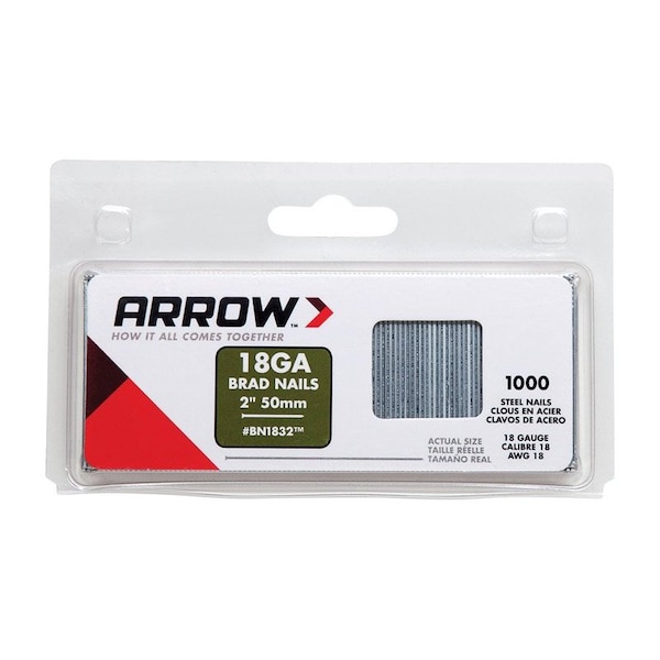Arrow Fastener Collated Brad Nail, 2 in L, 18 ga, Galvanized, Brad Head ...