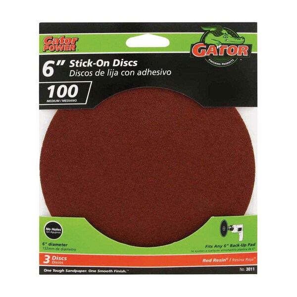 Gator Finishing Sand Disc 6" 100Grit 3Pk 3011 | Zoro