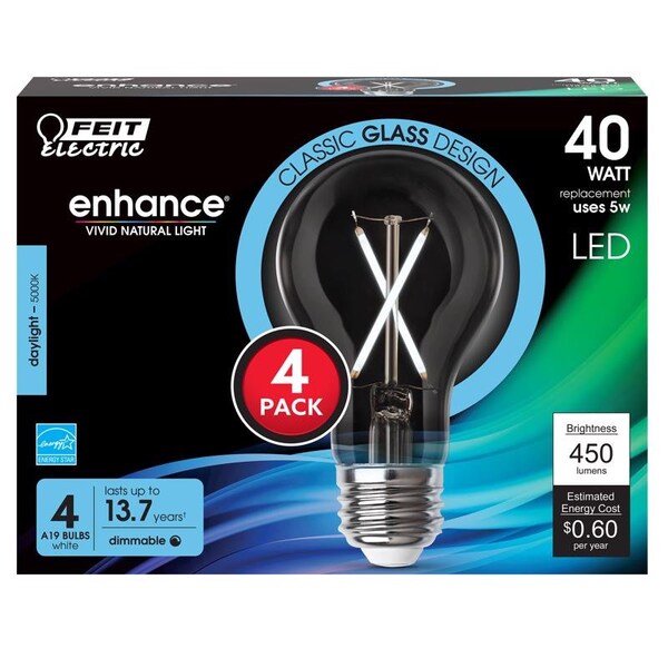 Feit Electric Feit Enhance A19 E26 (Medium) Filament LED Bulb Daylight ...