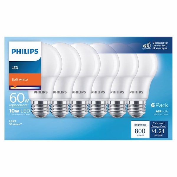 Philips Philips A19 E26 (Medium) LED Bulb Soft White 60 Watt ...