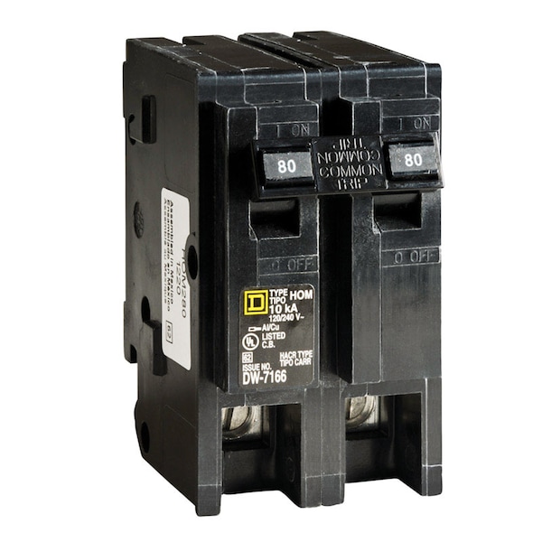 SQUARE D 80A, 2 pole Miniature Circuit Breaker, HOM, 120/240V AC ...