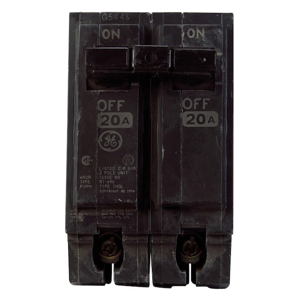 GE CURRENT 20A, 2 pole Circuit Breaker, THQL, 120/240V AC, - THQL2120
