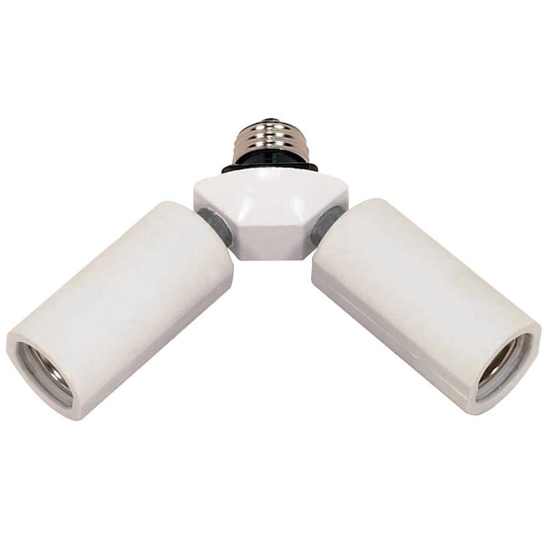 Satco Plastic Medium Base Twin Light Socket Adapter 1 pk 77607 | Zoro