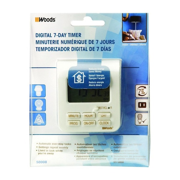 Southwire INDOOR 7-DAY DIG TIMER 50008WD | Zoro