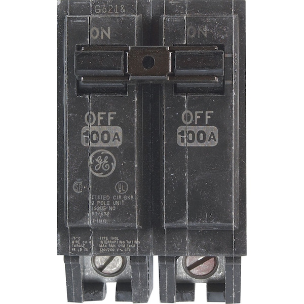 GE 100A, 2 pole Circuit Breaker, THQL, 120/240V AC, - THQL21100P