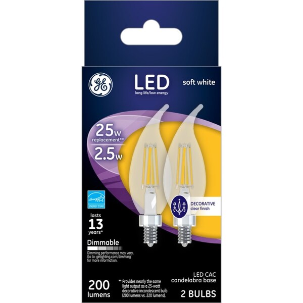 Current GE CAC E17 (Intermediate) LED Bulb Soft White 25 W , 2PK 22521 ...