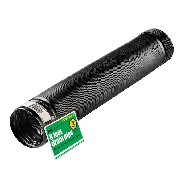 Flex-Drain Flex-Drain 4 in. D X 8 ft. L Polypropylene Solid Drain Pipe ...
