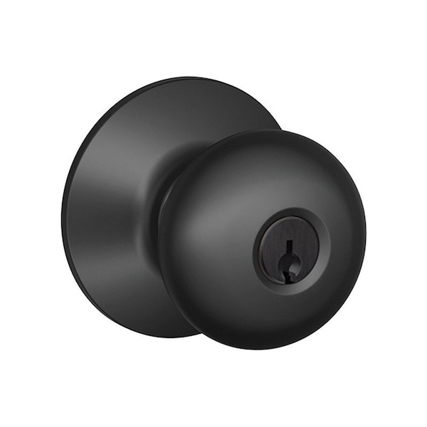 Schlage Plymouth Matte Black Entry Door Knob Key: K4 1-3/4 in ...