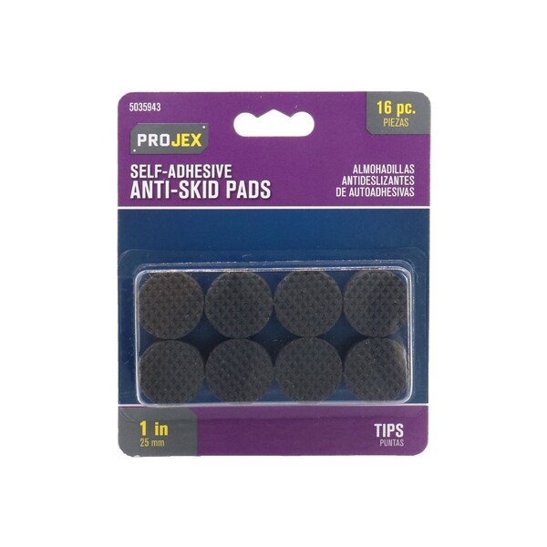 Projex Projex Rubber Self Adhesive Non-Skid Pad Black Round 1 in. W 16 ...