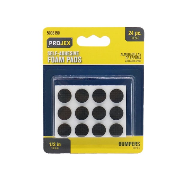 Projex Projex Foam Self Adhesive Non-Skid Pad Black Round 1/2 in. W 24 ...