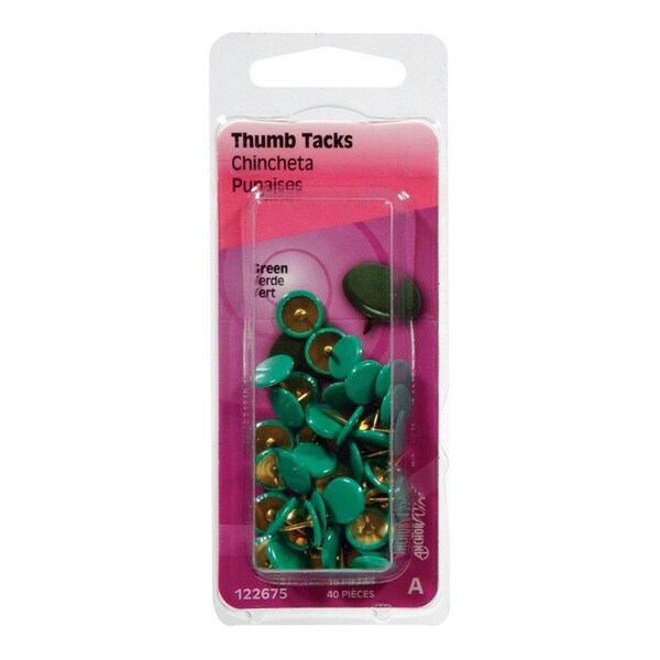 Hillman Green Push Pins 40 pk, 6PK 122675 | Zoro