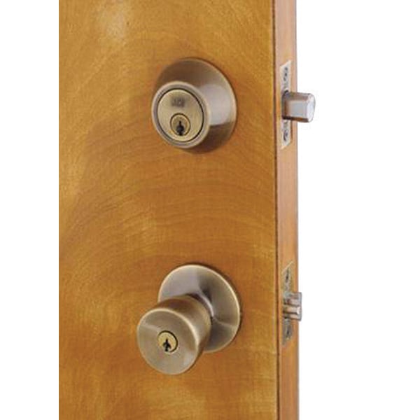 Home Plus Antique Brass Knob and Deadbolt Set 1-3/4 in. LA2141 | Zoro
