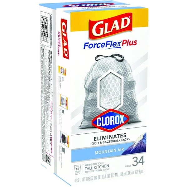 Glad Force Flex Plus 13 gal Mountain Air Scent Tall Kitchen Bags ...