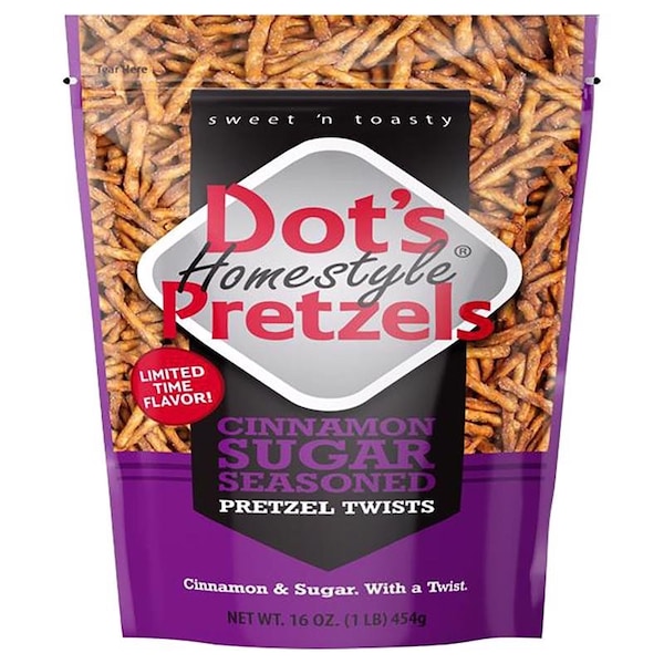Dots Pretzels Dot's Homestyle Cinnamon Sugar Pretzels 16 oz Bagged 9007 ...
