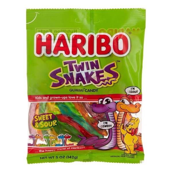 Haribo Twin Snakes Sweet/Sour Gummi Candy 5 oz, PK12 624670 | Zoro