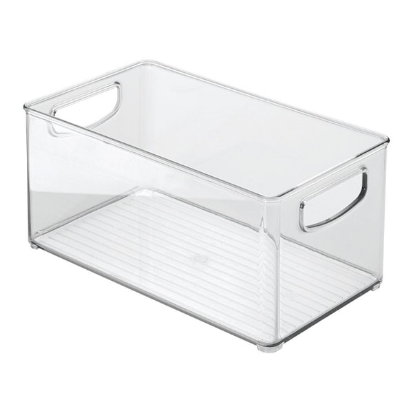 Interdesign Storage Bin, Plastic, Clear, 5 in H, 6 in W, 10 in L 64530 ...