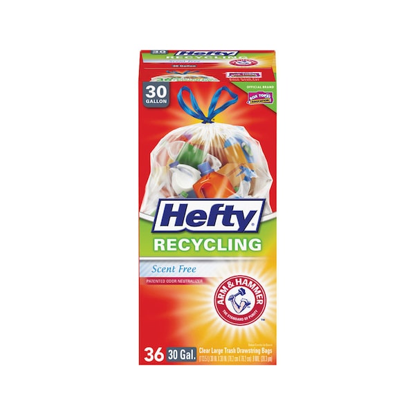 Hefty Recycling 30 gal No Scent Scent Trash Bags Drawstring 36 pk 0.69 ...
