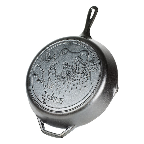 Lodge Wildlife Series-Brown Bear Cast Iron Skillet 12 in. Black ...