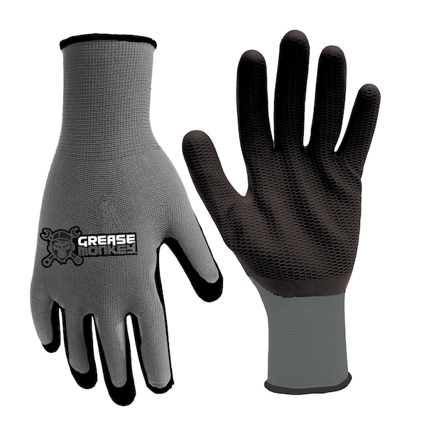 Grease Monkey Grease Monkey L Latex Honeycomb Black/Gray Dipped Gloves ...