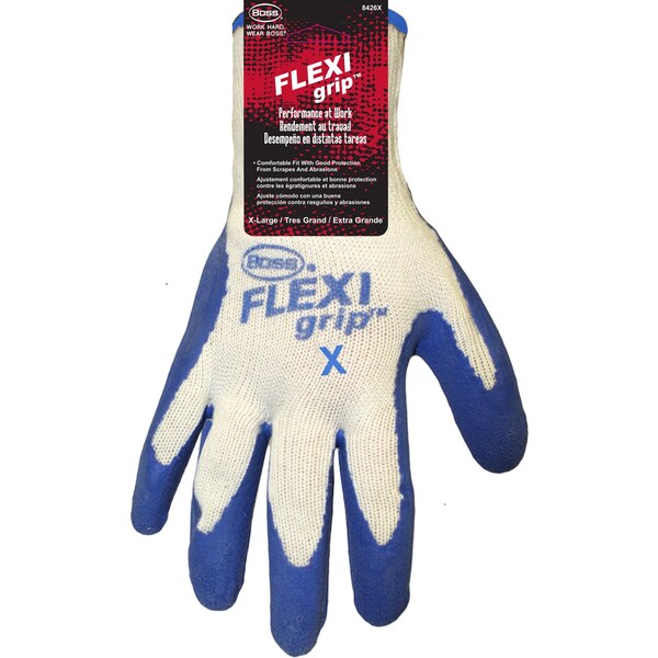 Boss Boss Flexi Grip Knit Work Gloves Blue/White XL 1 pair 8426XL | Zoro