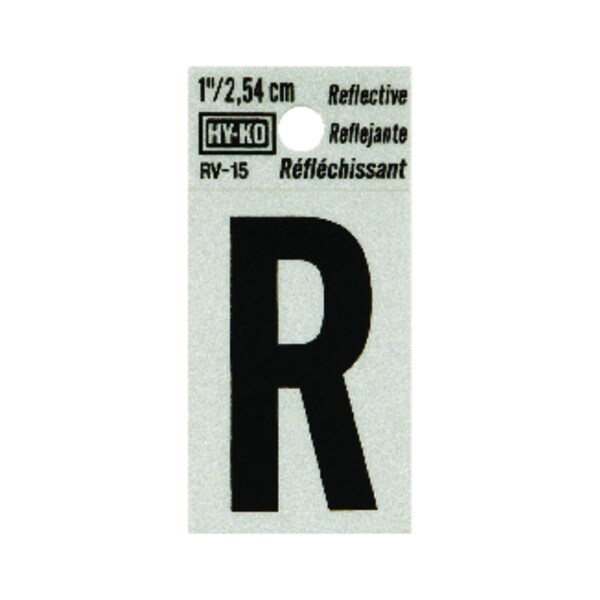Hy-Ko 1 in. Reflective Black Vinyl Self-Adhesive Letter R 1 pc RV-15/R ...