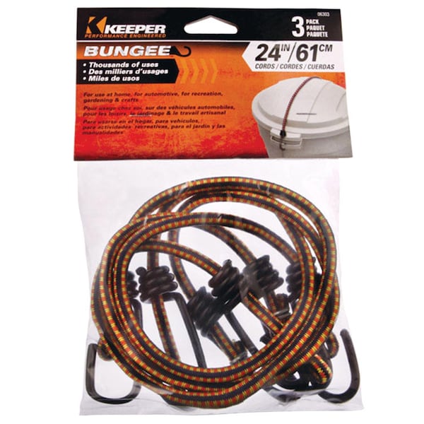 Keeper Multicolored Bungee Cord 24 in. L X 0.315 in. 3 pk 06303 | Zoro