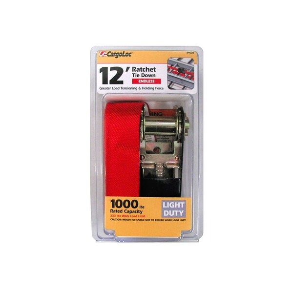 Allied International CargoLoc 1 in. W X 12 ft. L Red Tie Down w/Ratchet ...