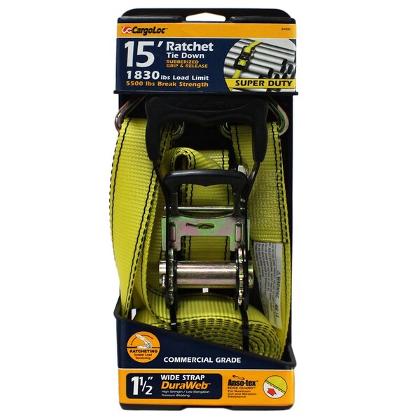 Allied International CargoLoc 1-1/2 in. W X 15 ft. L Yellow Tie Down w ...