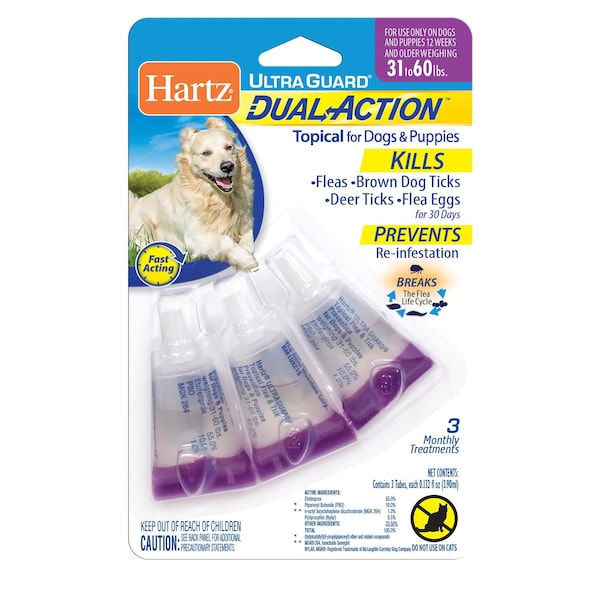 Hartz UltraGuard Dual Action Liquid Dog Flea and Tick Drops 0.132 oz ...