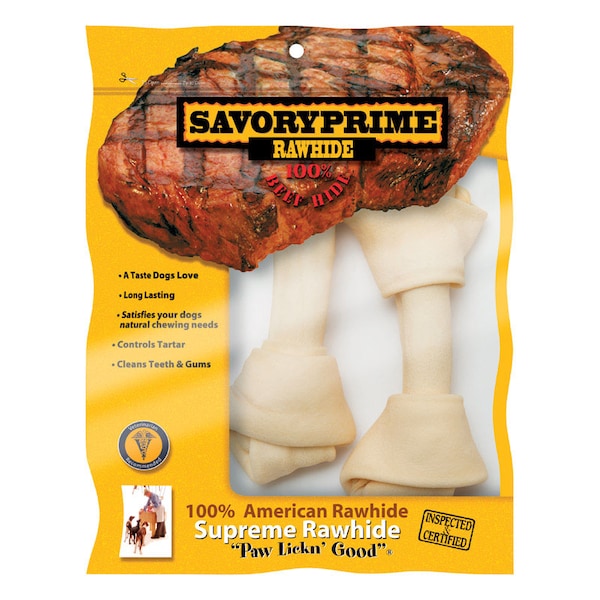 Savory Prime Supreme Medium Adult Knotted Bone Rawhide 6-7 in. L 2 pk ...