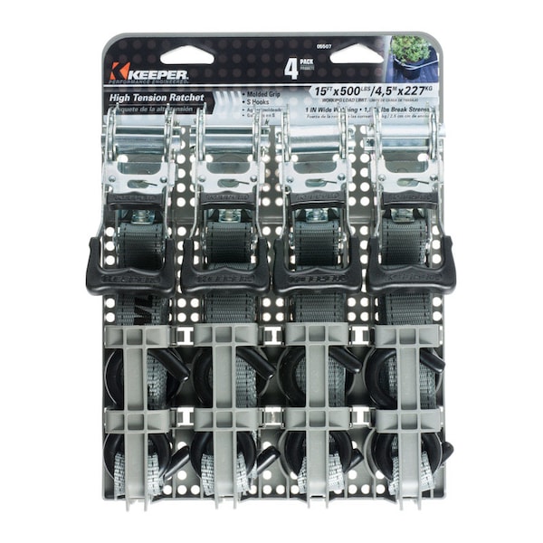 Keeper Keeper 1 in. W X 15 ft. L Gray Ratchet Tie Down Strap 500 lb 4 ...