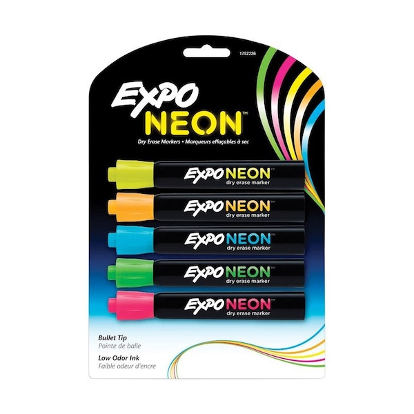 Sharpie EXPO Low Odor Neon Color Dry Erase Markers 5 pk 1752226 | Zoro